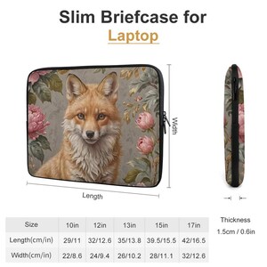 Fox Pink Flower Laptop Sleeve, Cottagecore Fox Laptop Case iPad Tablet ...