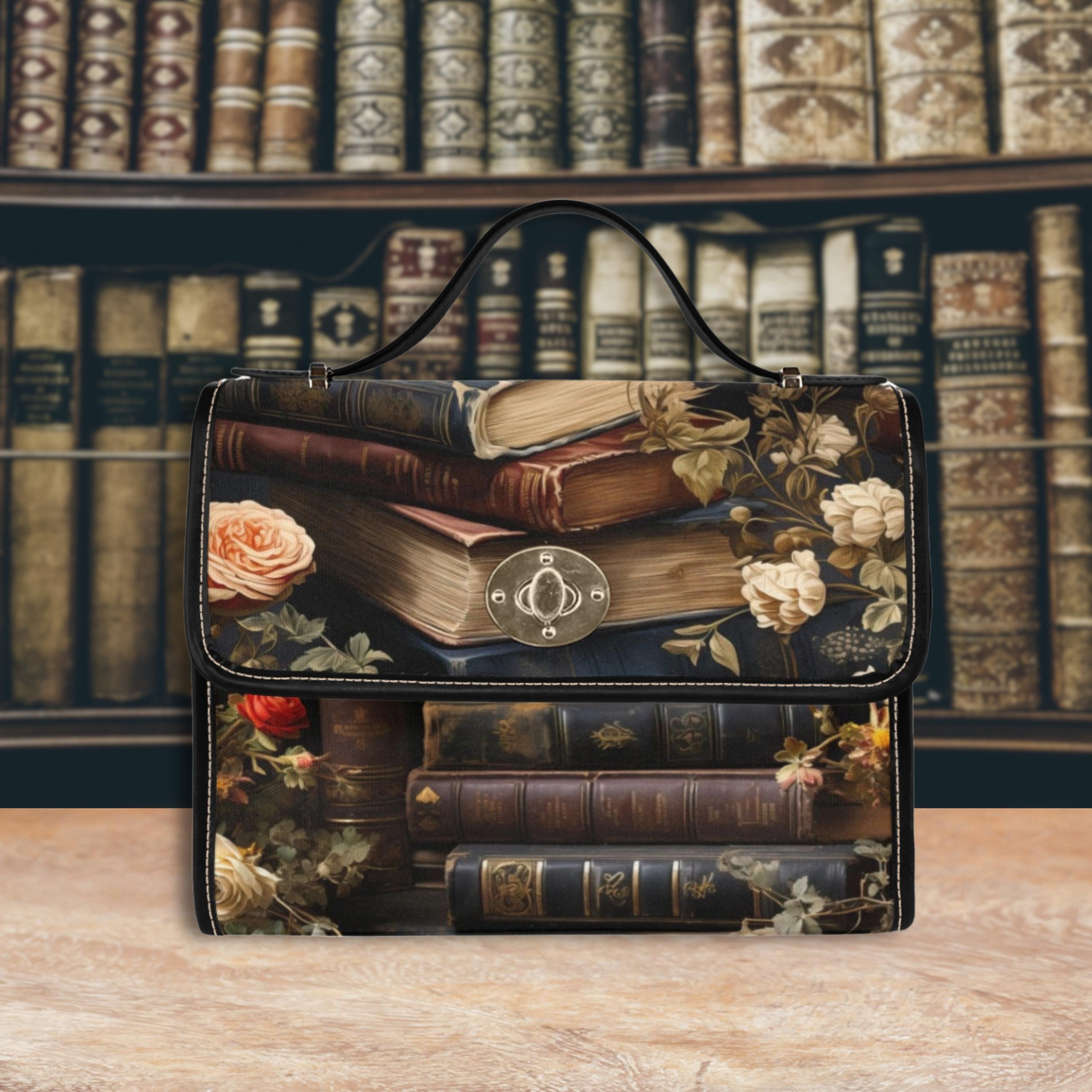 Vintage Books Library Satchel Bag, Academia Handbag, Cottagecore ...