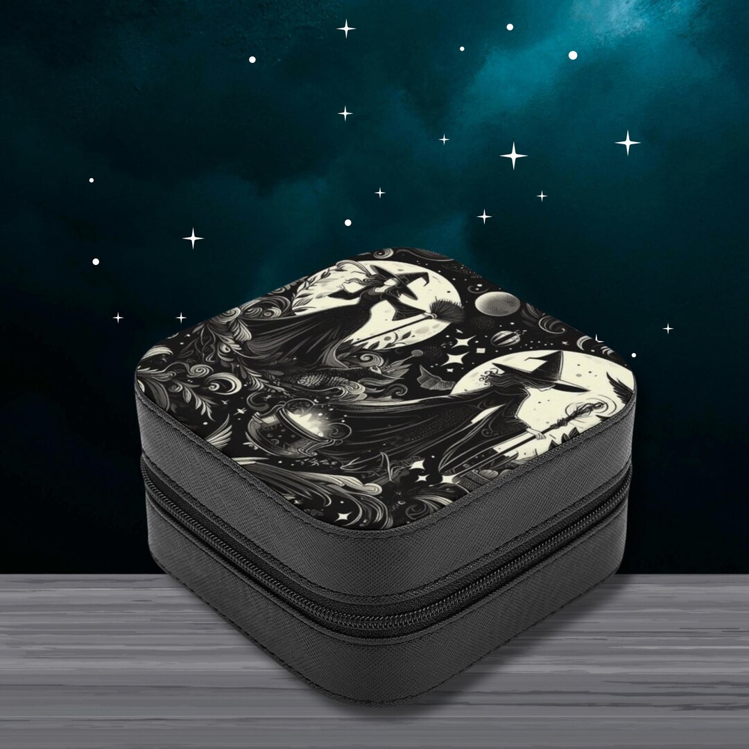 Witches Jewellery Box, Black Zip Jewellery Storage Box, Witchy Gift ...