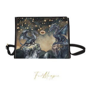 Dragon Purse Fairytale Canvas Satchel Bag, Damsel Fantasy Dragons Purse ...