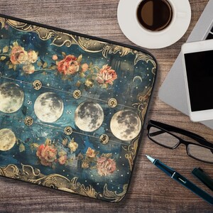 Moon Phase Witchy Laptop Sleeve, Cottagecore Laptop Case iPad Tablet ...