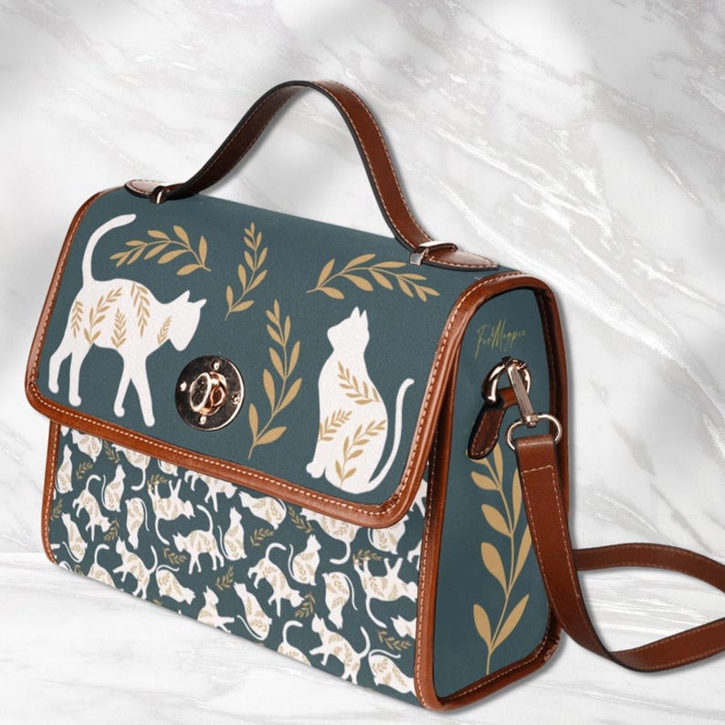 White Cats Satchel Bag - Etsy