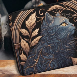 Mystic Cat Witchy Laptop Sleeve, Dark Cottagecore Cat Laptop Case ...