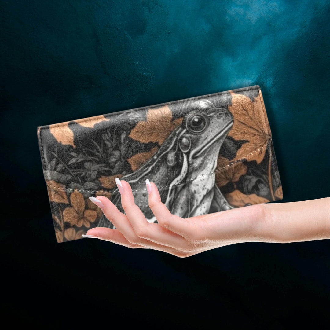 Forest Frog Black Wallet Purse, Forest Cottagecore Frog Wallet, Hippies ...