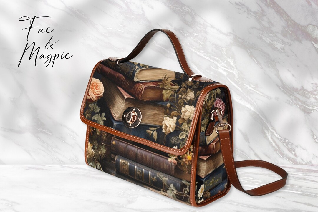 Vintage Books Library Satchel Bag, Academia Handbag, Cottagecore ...