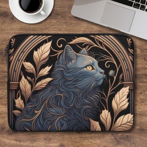 Mystic Cat Witchy Laptop Sleeve, Dark Cottagecore Cat Laptop Case ...