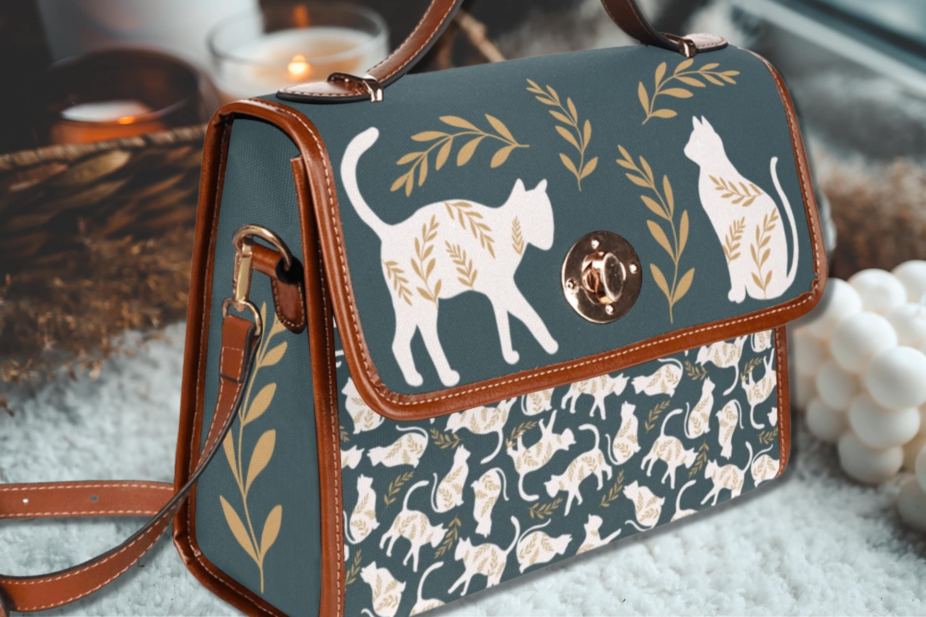 White Cats Satchel Bag - Etsy
