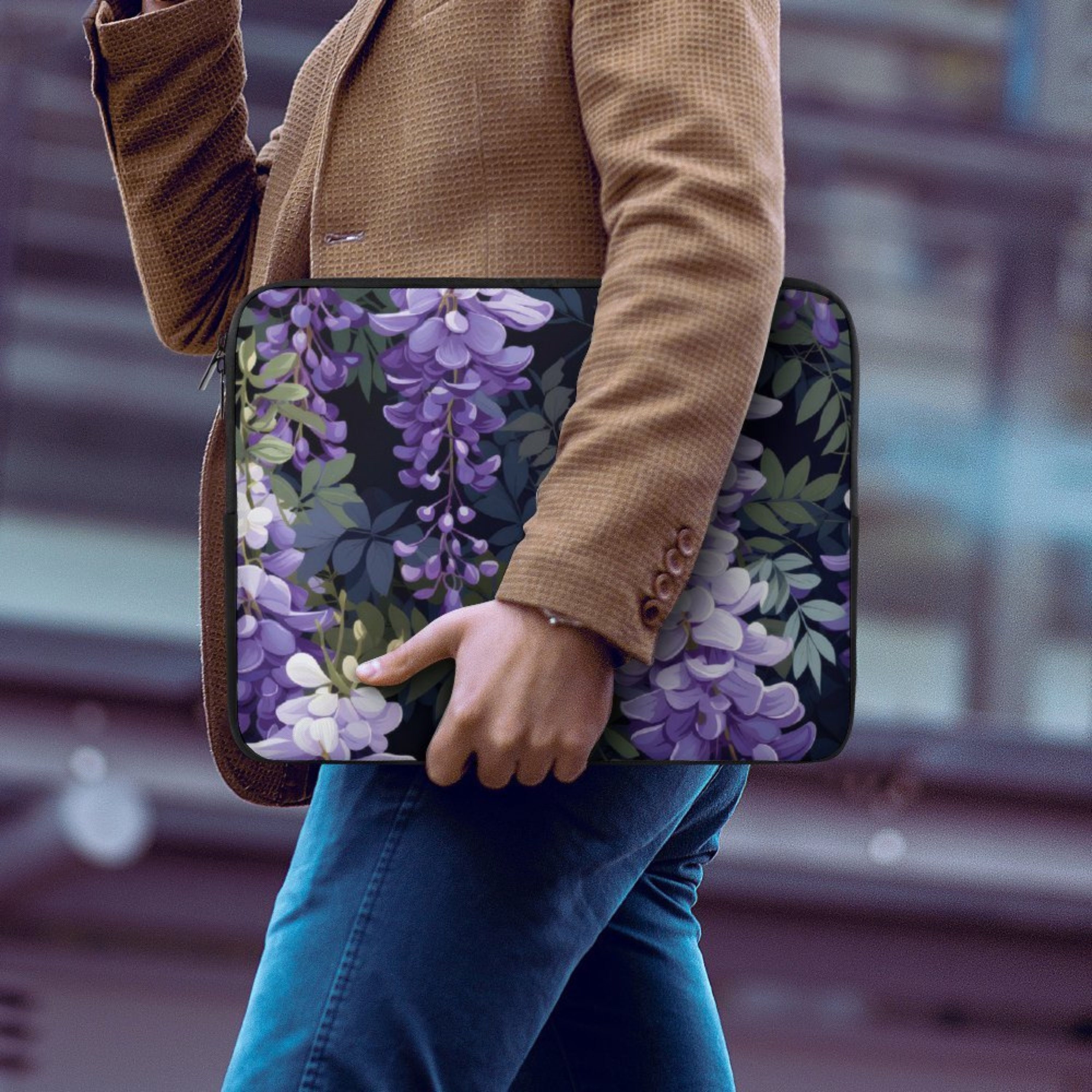 Purple Wisteria Floral Laptop Sleeve, Cottagecore Laptop Case, Wisteria ...