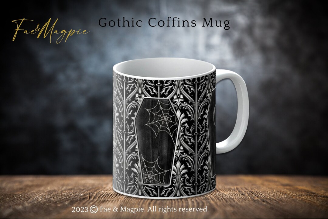 Gothic Coffins Mug, Dark Academia Vampire Cup, Halloween Home Decor ...
