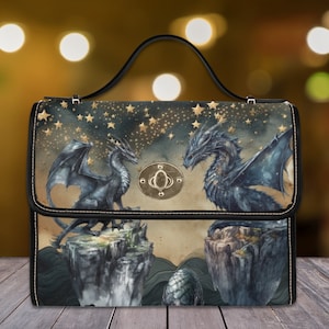 Dragon Purse Fairytale Canvas Satchel Bag, Damsel Fantasy Dragons Purse ...