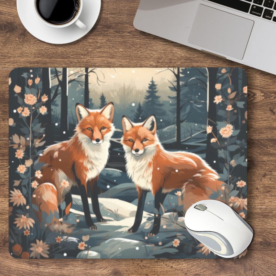 Under Fox Moon Mouse Pad, Rectangle Mousepad, Fox Lover Desk Mat, Cat ...