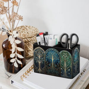 Tree of Life Desk Tidy Stained Glass Church Pen Holder Witchy Gothic ...