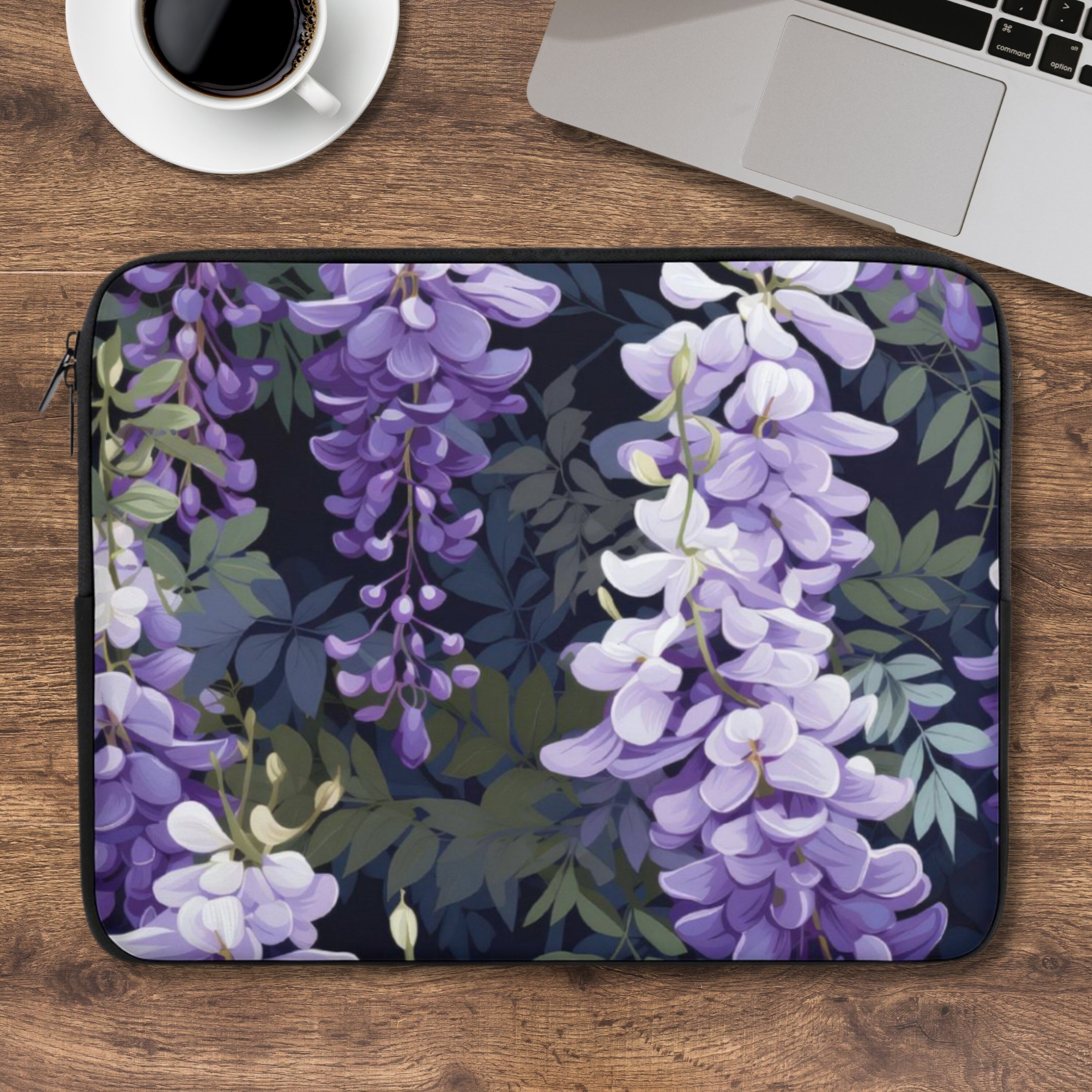 Purple Wisteria Floral Laptop Sleeve, Cottagecore Laptop Case, Wisteria ...