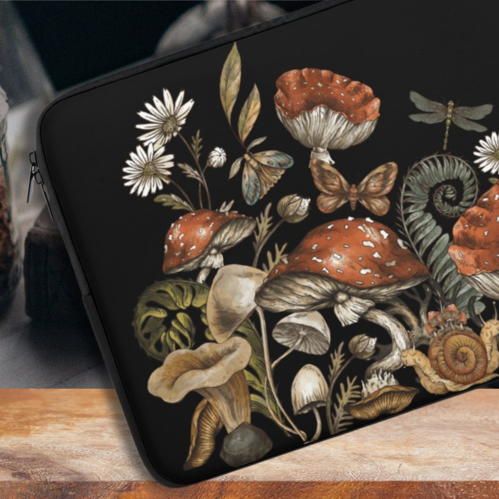 The Forest Mushroom Witchy Laptop Sleeve, Dark Cottagecore Laptop Case ...