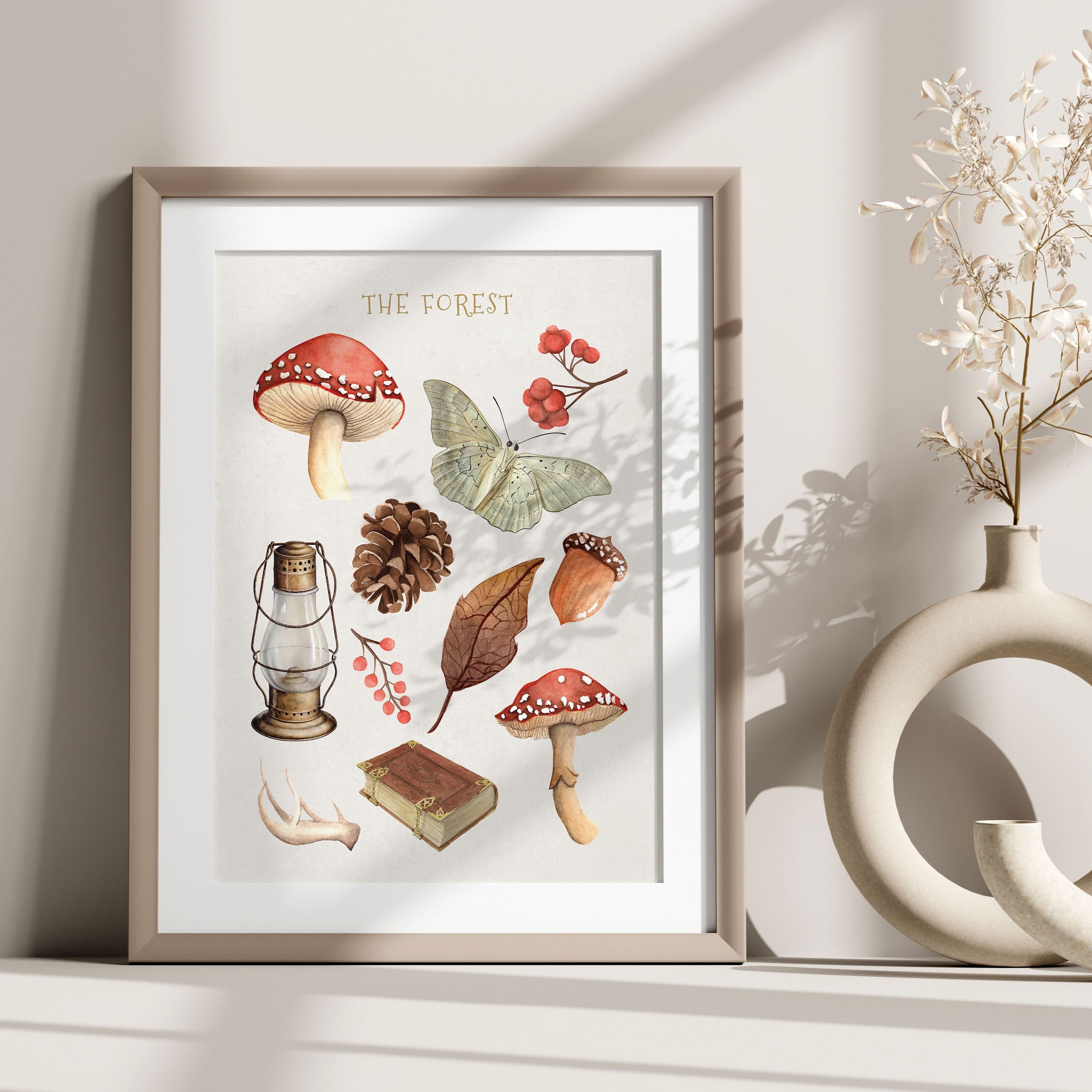 The Forest Neutral Print Woodland Art Print Toadstool Woodland Autumn ...