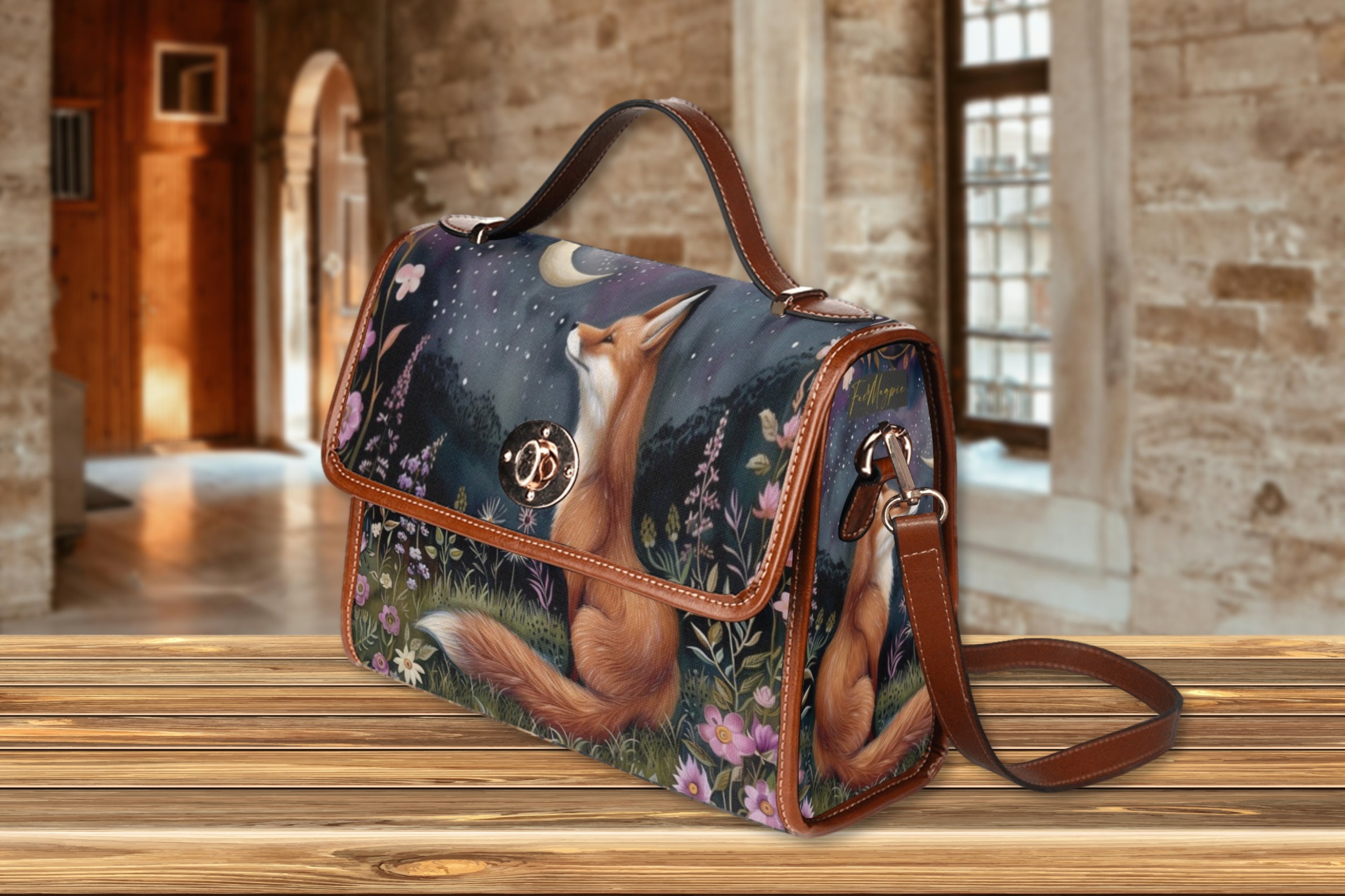 Moon Gaze Fox Purse, Dark Cottagecore Fox, Retro Satchel Handbag ...