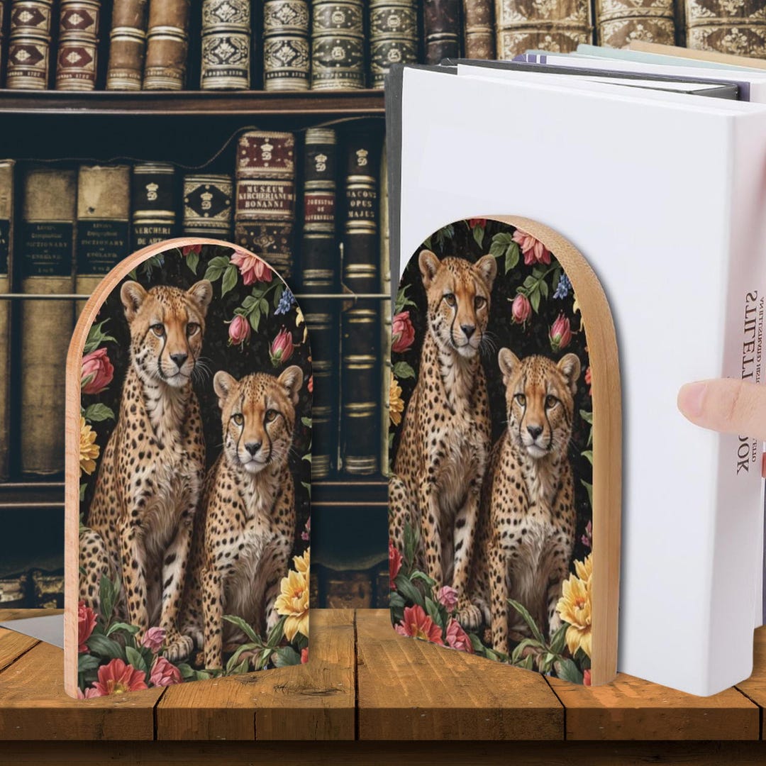 Cheetah Animal Bookends, Wildlife Bookends, Decorative Book Stand ...