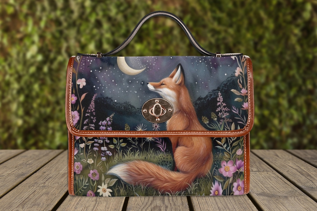 Moon Gaze Fox Purse, Dark Cottagecore Fox, Retro Satchel Handbag ...