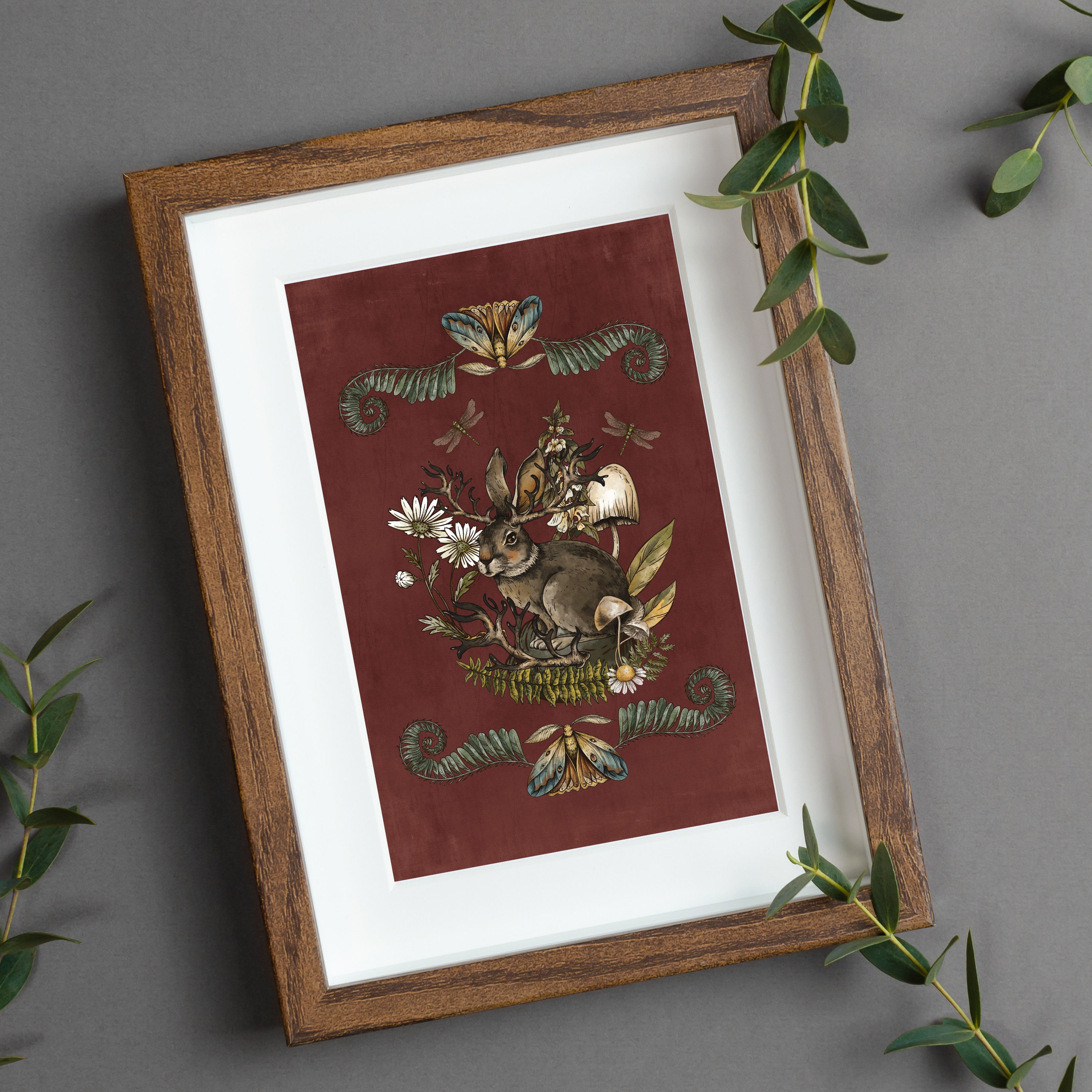 Folklore Dark Academia Rabbit Print, Rustic Cabin Decor, Witchy ...