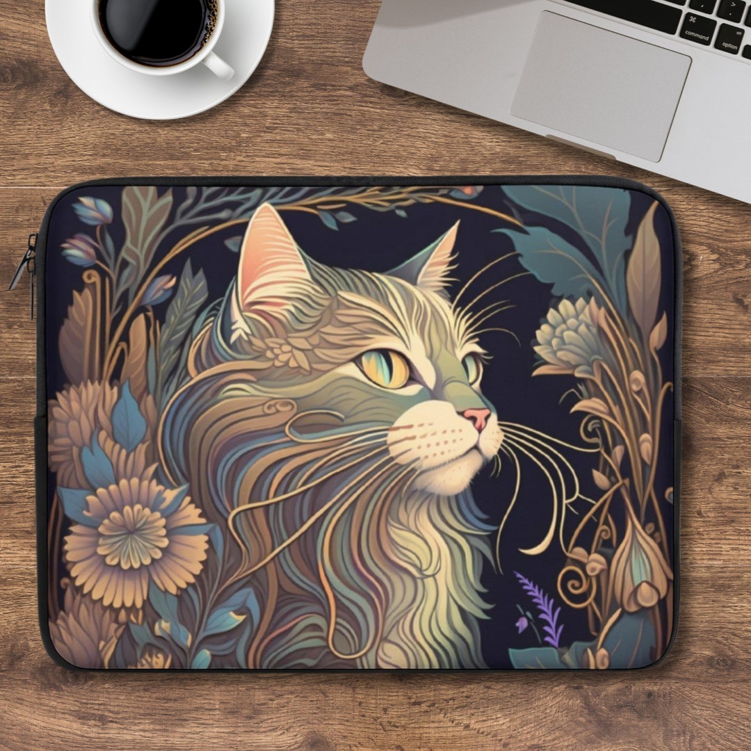 Mystical Cat Witchy Laptop Sleeve, Dark Cottagecore Cat Laptop Case ...