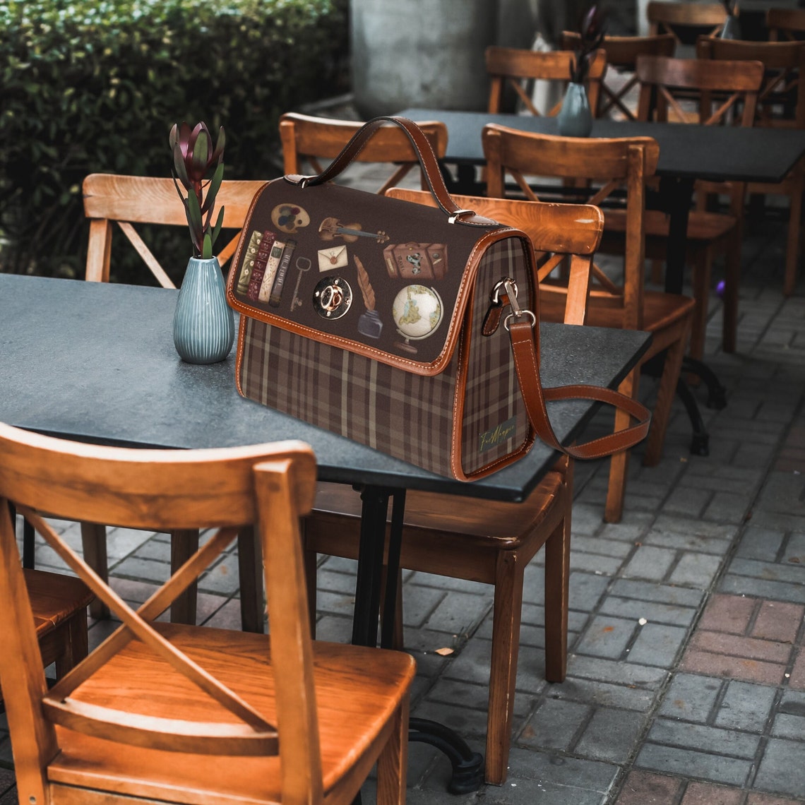 The Academic Retro Canvas Satchel Bag, Dark Academia Bag, Crossed Body ...