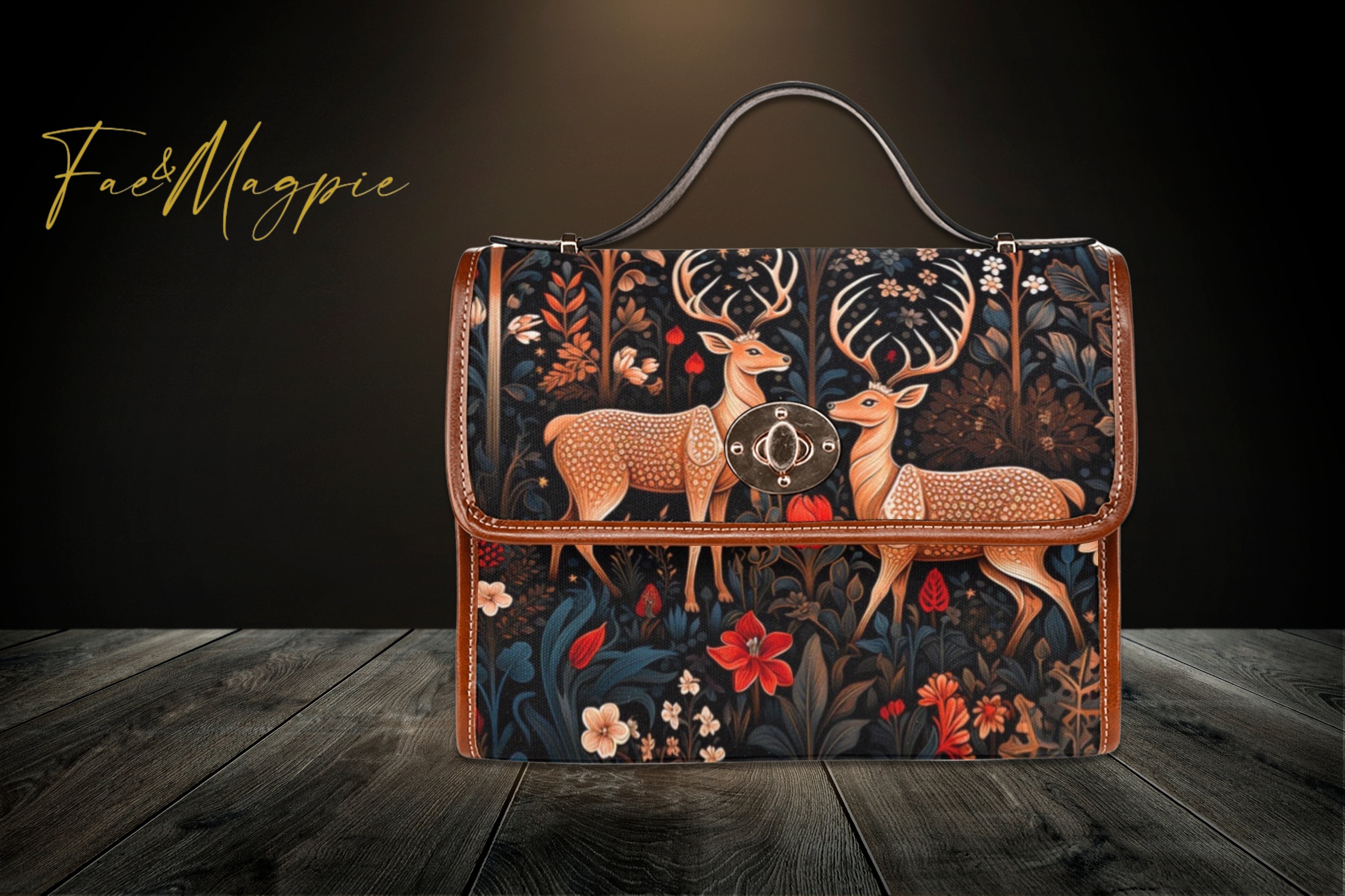 Forest Stag Fairytale Satchel Handbag Purse, Dark Cottagecore Bag ...