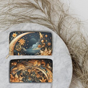 Celestial Dreams Moon Zip Wallet , Gothic Gift, Lunar Zip Purse, Witchy ...