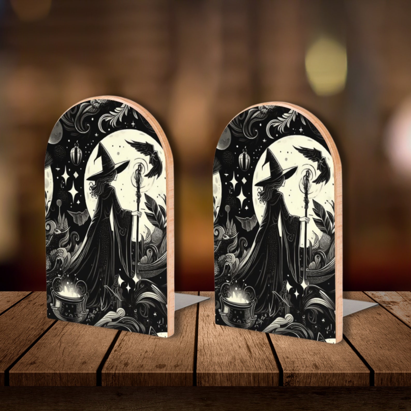 Witches Dark Academia Bookends, Witchy Bookends, Decorative Book Stand ...