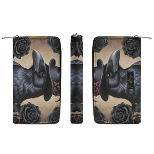 Crow in Top Hat Wallet Purse, Gothic Witchy Clutch Wallet, Victorian ...