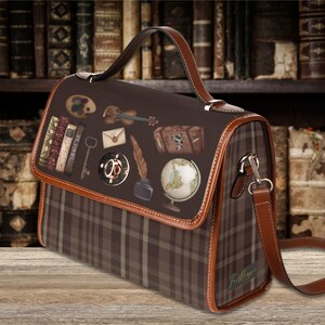 The Academic Retro Canvas Satchel Bag, Dark Academia Bag, Crossed Body ...