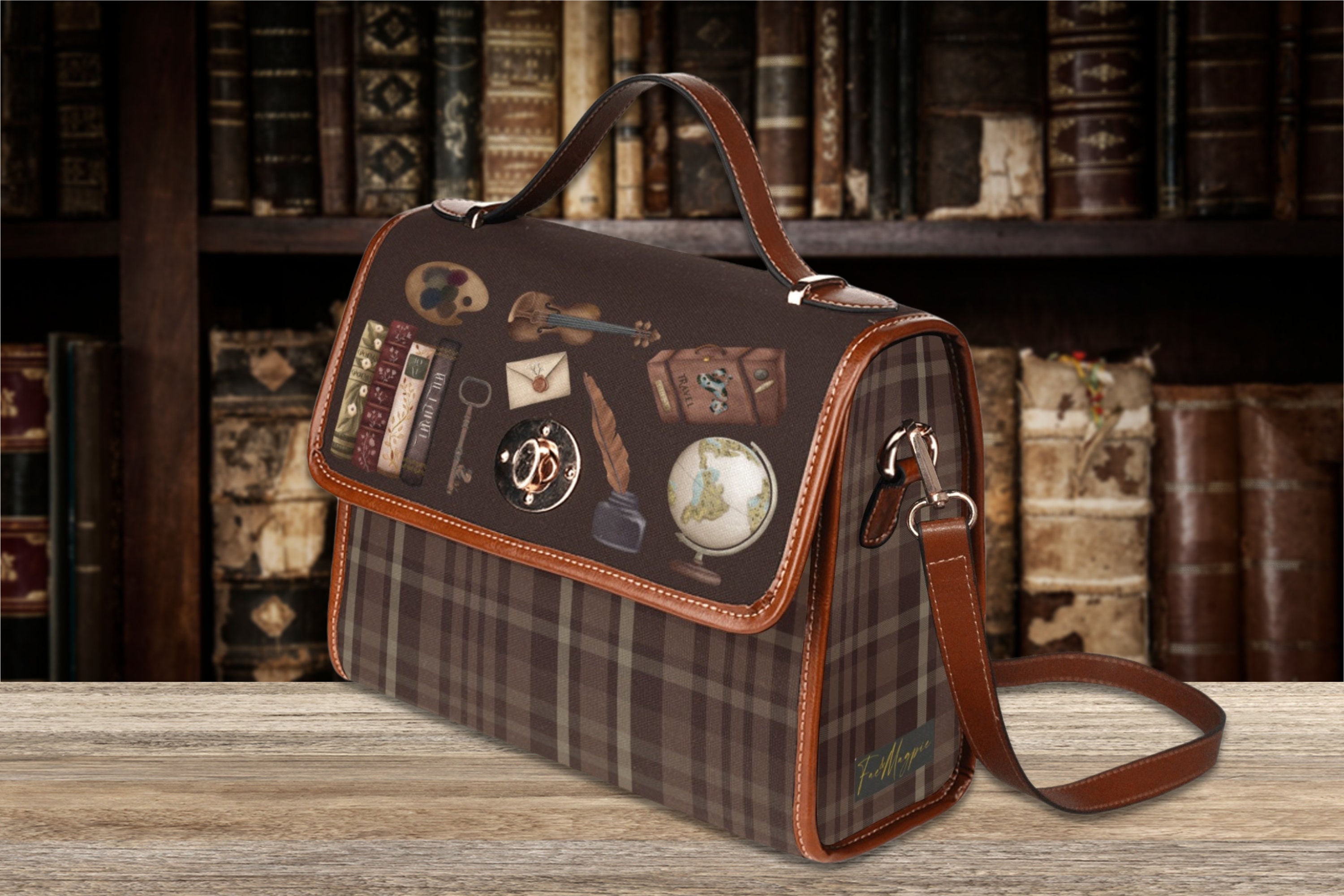 The Academic Retro Canvas Satchel Bag, Dark Academia Bag, Crossed Body ...