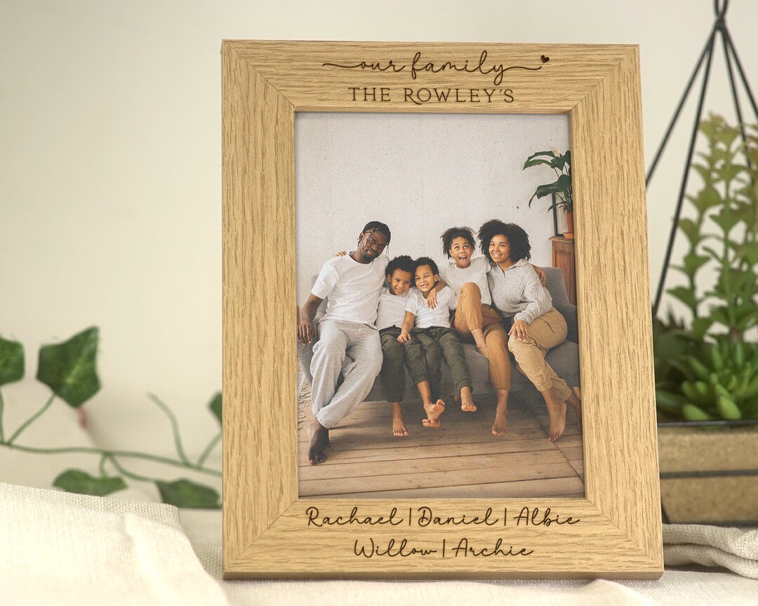 Our Family Gift | Family Frame With Personalised Names | Wooden ...