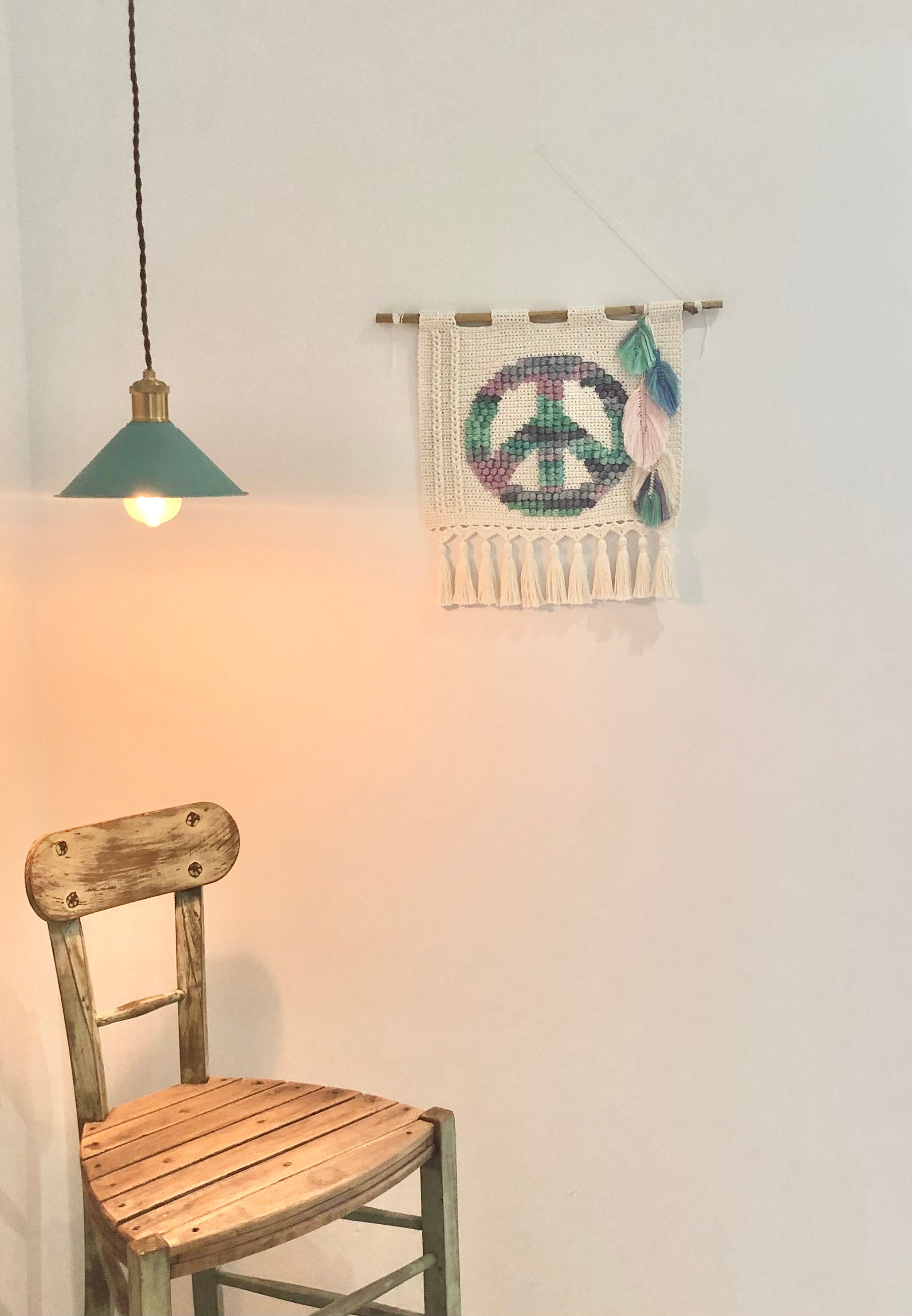 Crochet Pattern Wall Hanging Peace Sign/boho Peace Symbol Wall Decor - Etsy