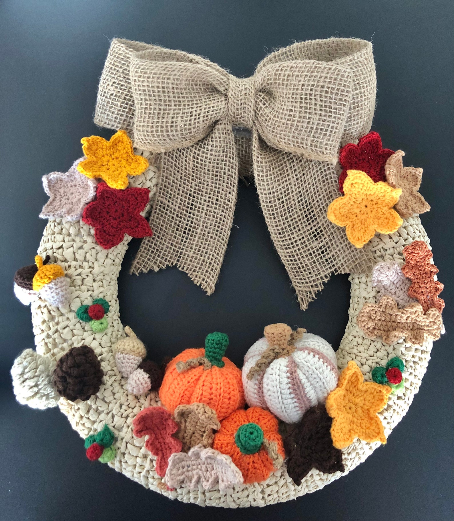 Autumn Wreath Crochet Pattern: Fall Door Decor (PDF Pattern) - Etsy