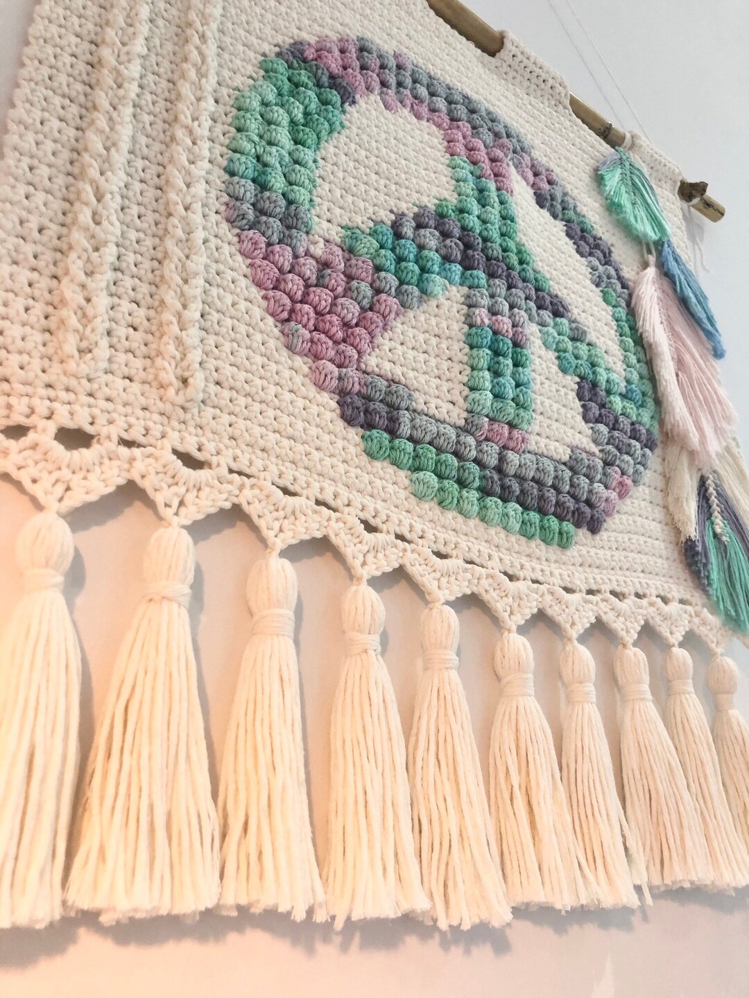 Crochet Pattern Wall Hanging Peace Sign/boho Peace Symbol Wall Decor - Etsy