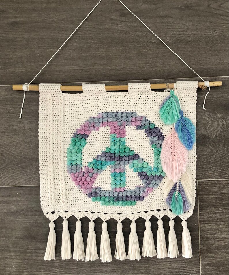 Crochet Peace Sign Wall Hanging Pattern: Boho Decor (PDF Pattern) - Etsy