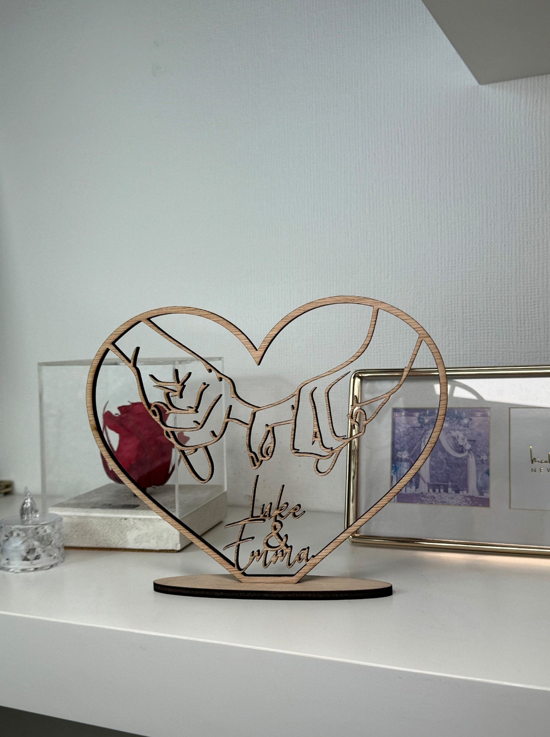 Personalized Heart With Names and Hand Figures, Custom Wedding Gift ...