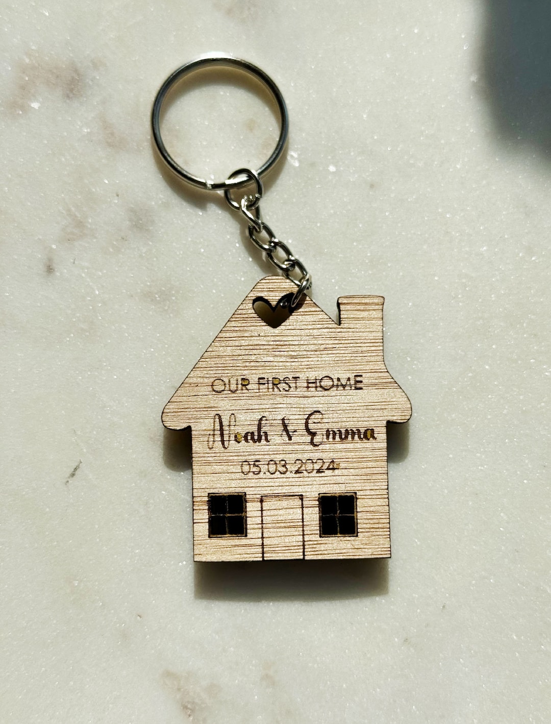 Our First Home Couples Keyring, Personalised House Warming Key Chain ...