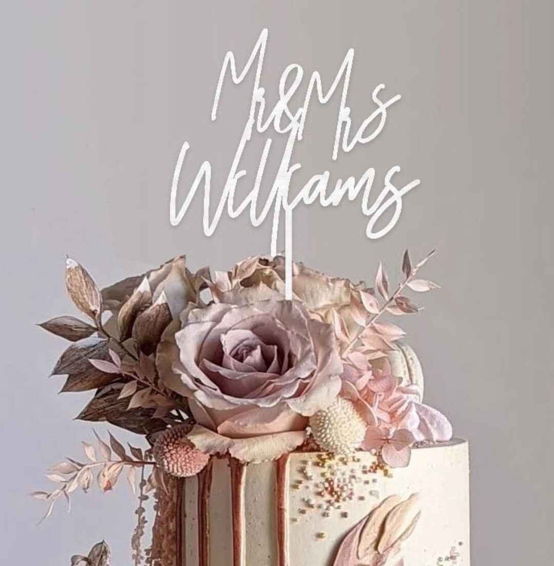Personalized Gold Cake Topper for Wedding - Rustic Mr Mrs Custom ...