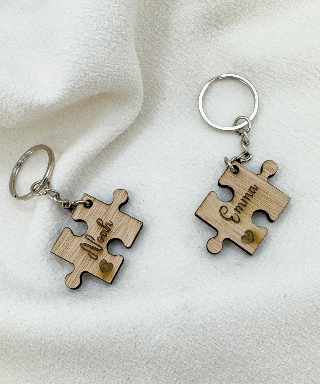 Personalised MINI Puzzle Piece Keyrings Couple Key Ring Set Friendship ...