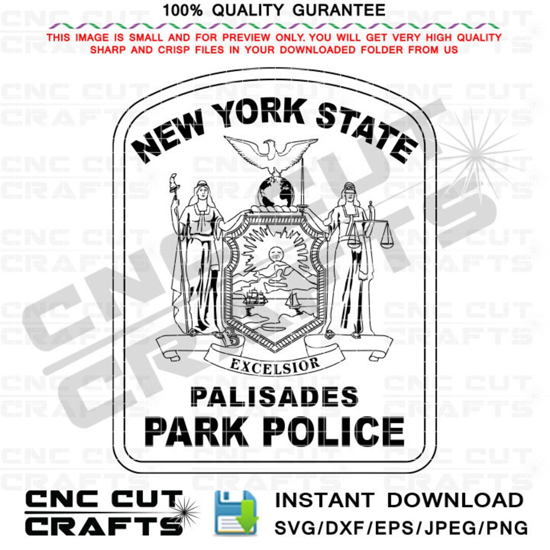 Palisades Park Police Patch, NY, SVG Vector Outline File for Laser ...
