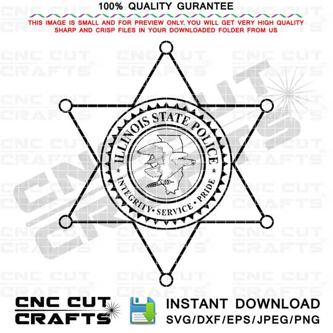 Illinois State Police Svg 6 Pointed Star Badge Line Art Vector File for ...