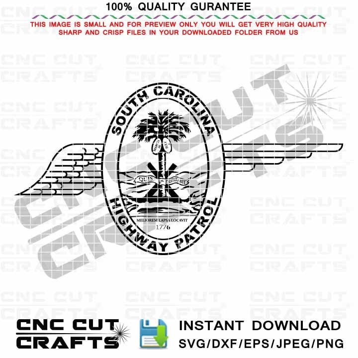 South Carolina Highway Patrol Svg Logo Badge Patch Black White Vector Outline Cnc, Laser Cut ...