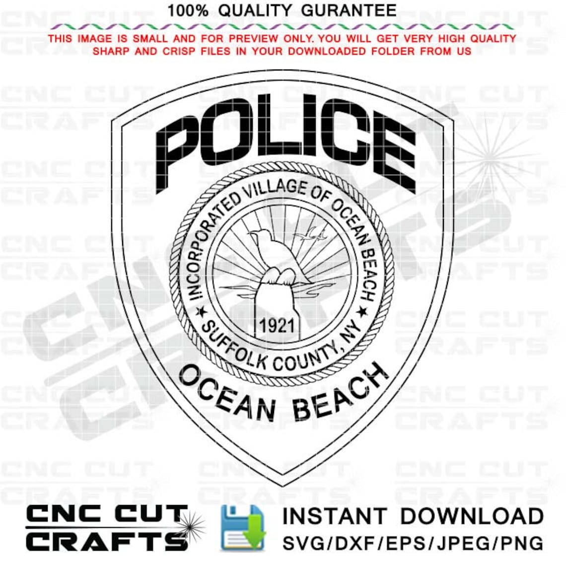 Ocean Beach Police Badge Vector Svg Line Art Digital Cutting - Etsy