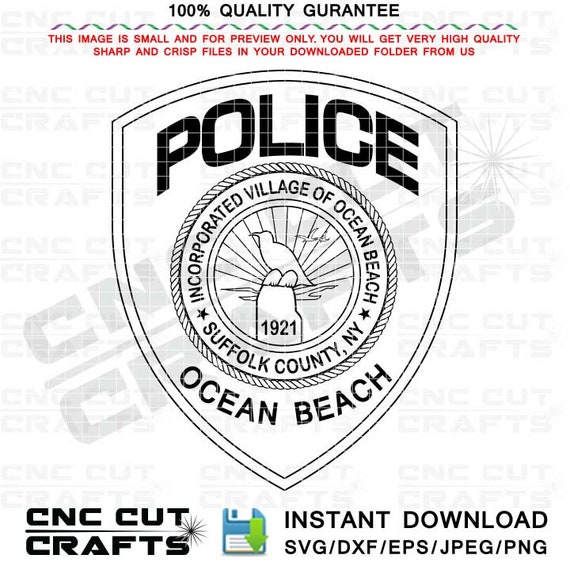 Ocean Beach Police Badge Vector Svg Line Art Digital Cutting - Etsy