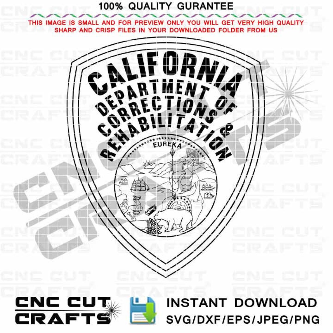 CDCR Shoulder Sleeve Insignia Patch Svg Black White Dxf Svg Cut, Wood ...