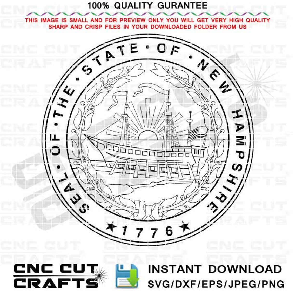 New Hampshire State Seal, Vector SVG, CNC Laser Cut File - Etsy