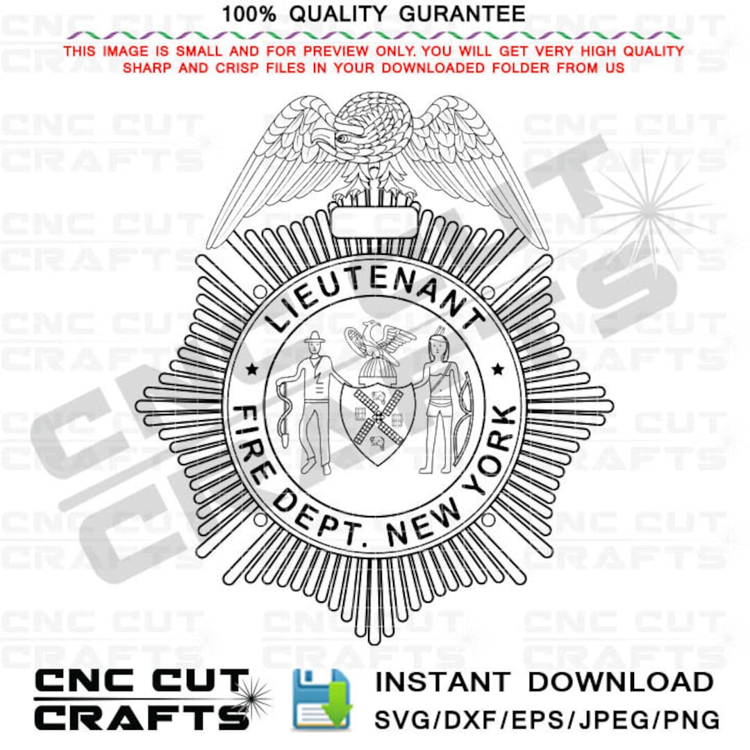 NYFD Lieutenant Badge Svg Vector File for Cnc Router, Laser Engraving ...