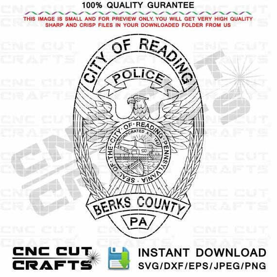 City of Reading Police Vector Badge Svg Dxf Cut File for Cnc - Etsy
