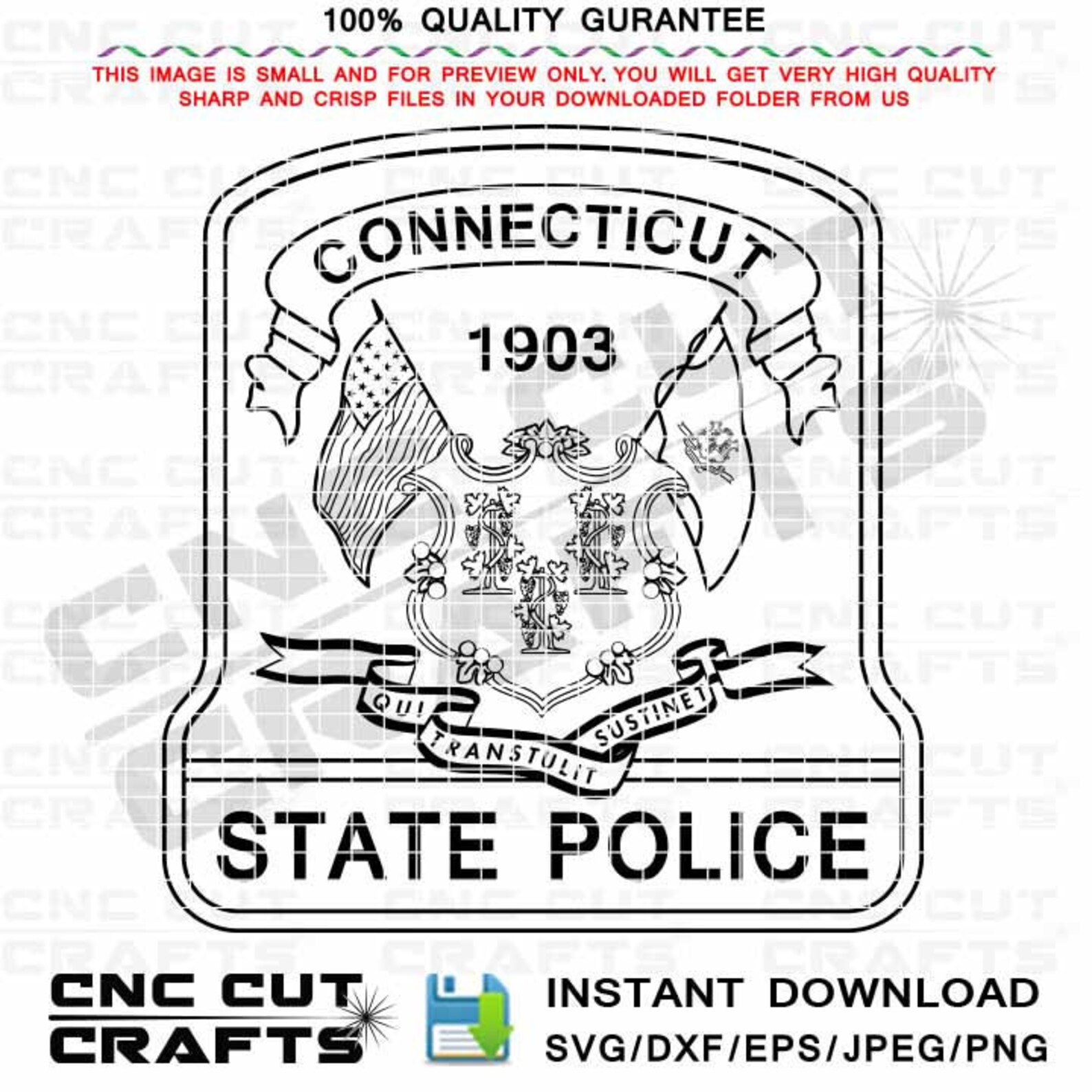 Connecticut State Police Badge Vector Svg Patch Black White - Etsy